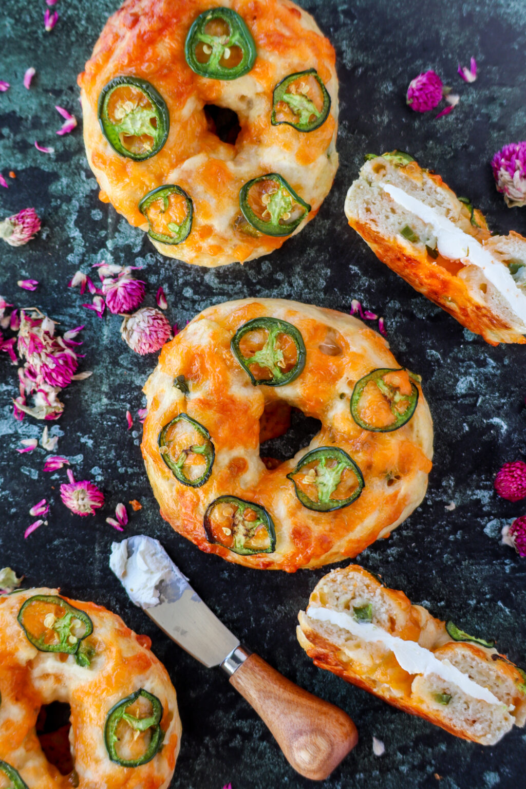 Cottage Cheese Jalapeño Cheddar Bagels | Sweet & Seasoned